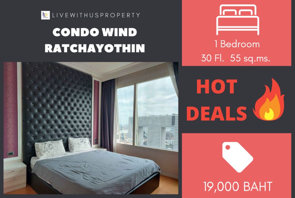 เช่าด่วน!! ราคาดีมาก ชั้นสูง วิวสวย แต่งสวยมาก Condo Wind Ratchayothin | Livinginsider