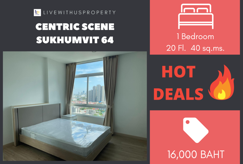 เช่าด่วน!! ถูกสุดในเว็บ ชั้นสูง วิวสวย แต่งสวยมาก Centric Scene Sukhumvit 64 | Livinginsider